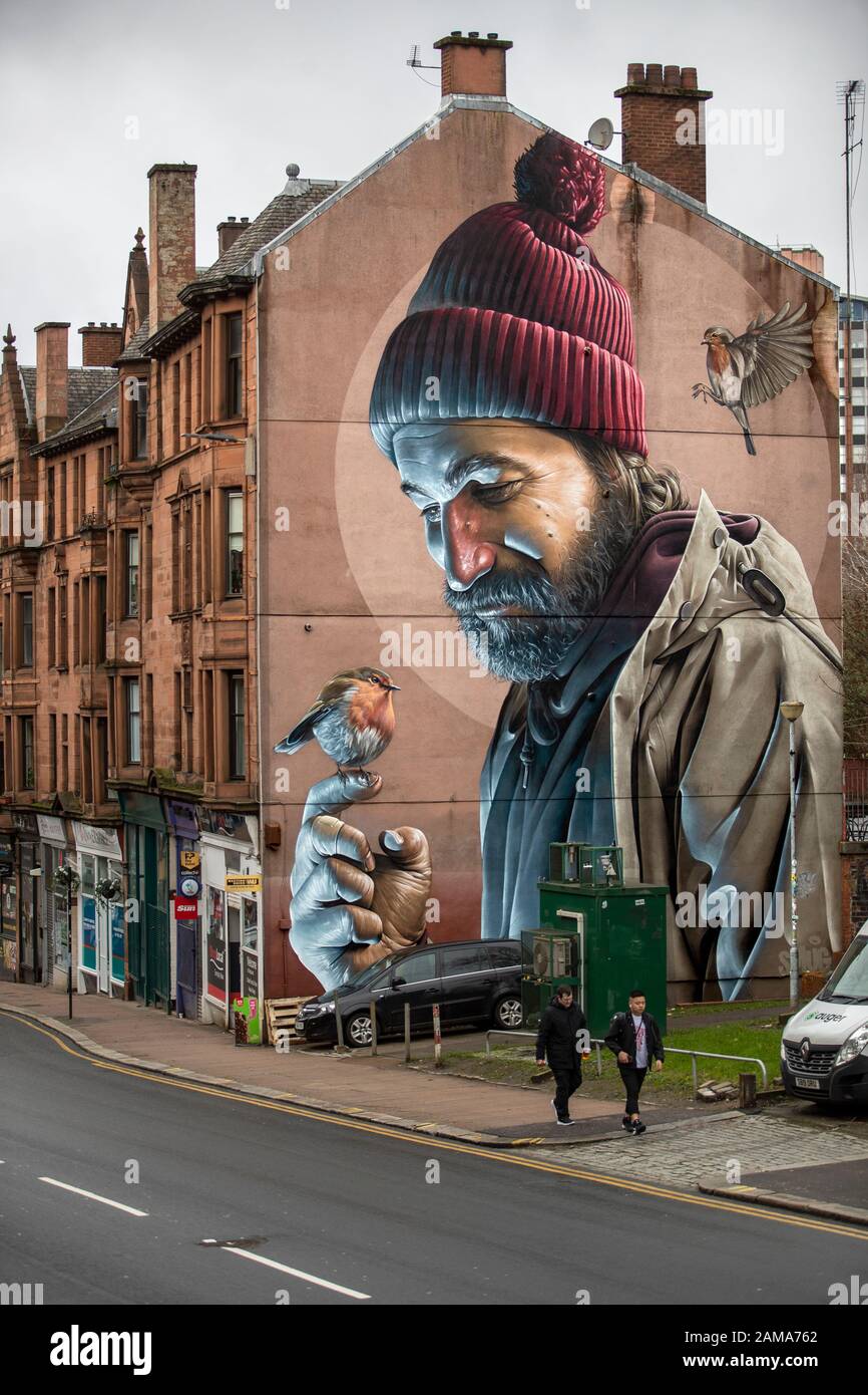 One of Glasgow's best-known murals, by street artist Smug, depicts a ...