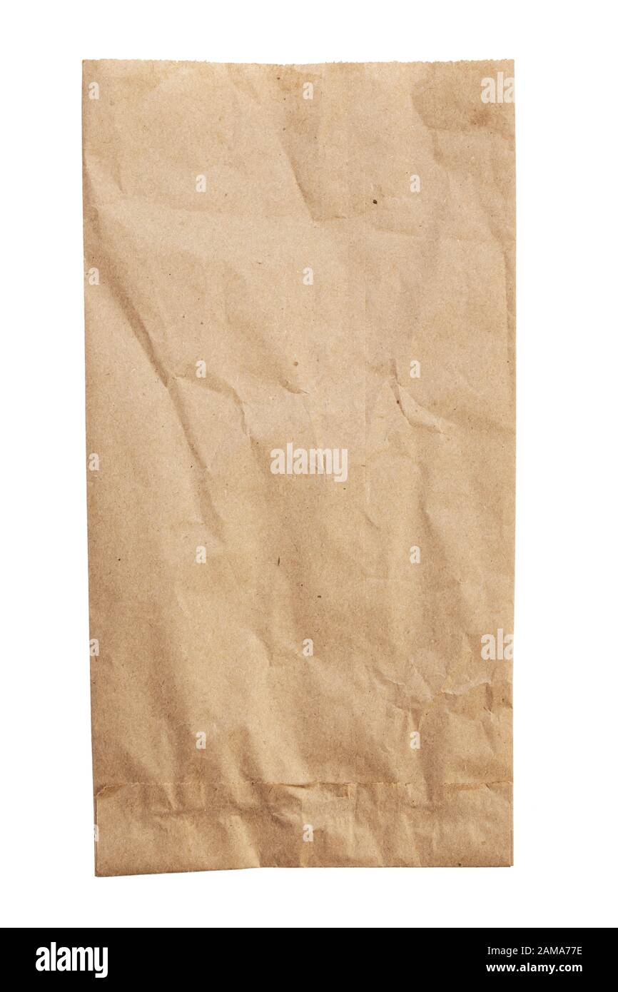 Empty craft brown paper bag isolated on white. File contains clipping ...