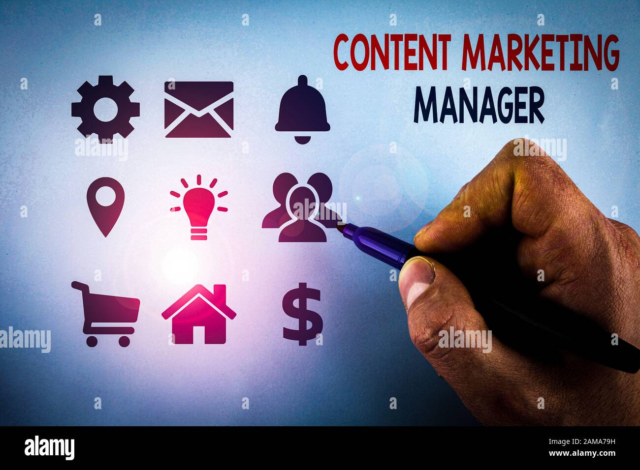 Writing note showing Content Marketing Manager. Business concept for ...