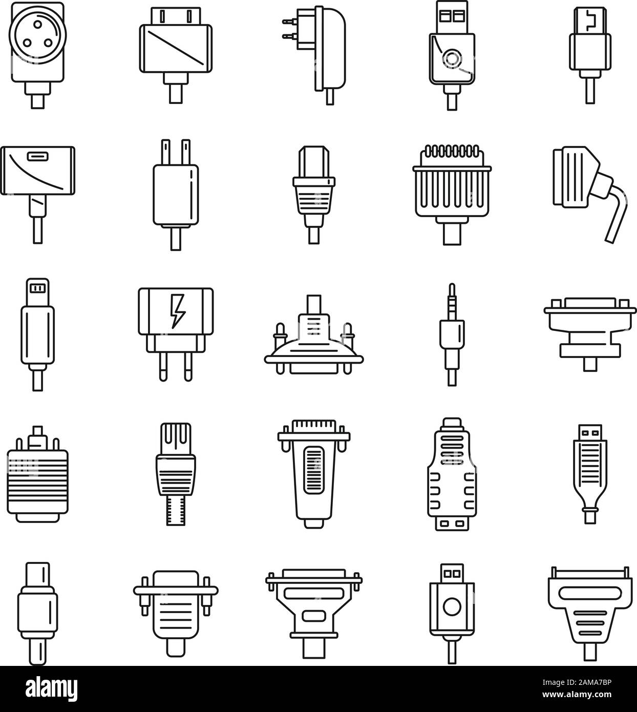 Adapter Connector Icons Set Outline Set Of Adapter Connector Vector