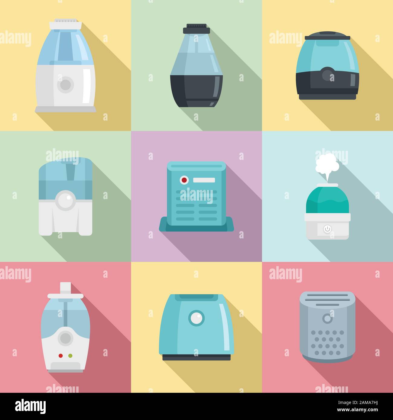 Air purifier icons set. Flat set of air purifier vector icons for web ...