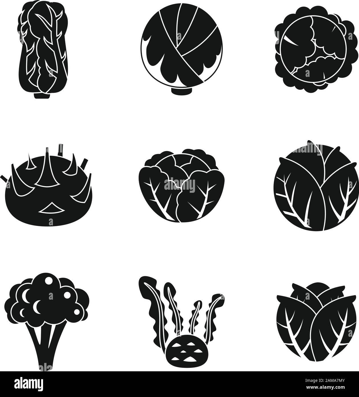 Farm cabbage icons set. Simple set of farm cabbage vector icons for web ...
