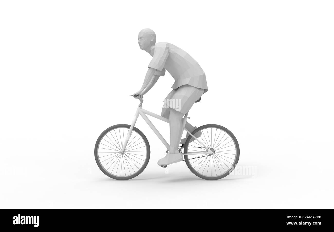 3d rendering of a man on a bicycle isolated in white studio background ...