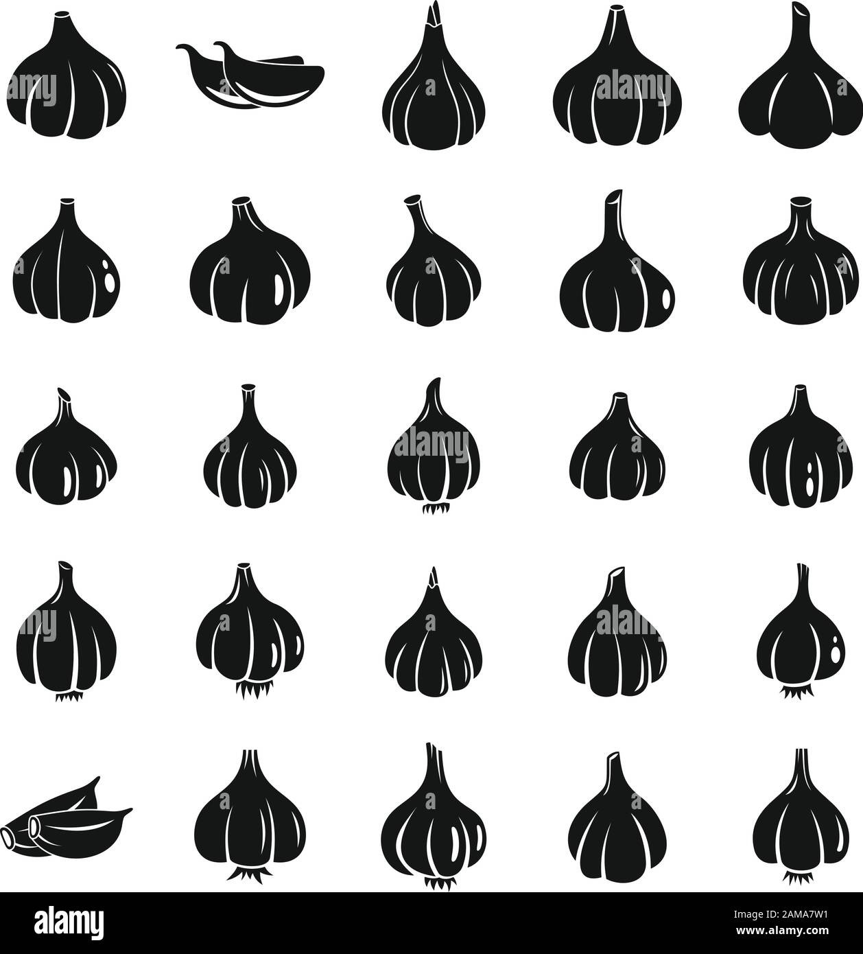 Garlic icons set. Simple set of garlic vector icons for web design on ...