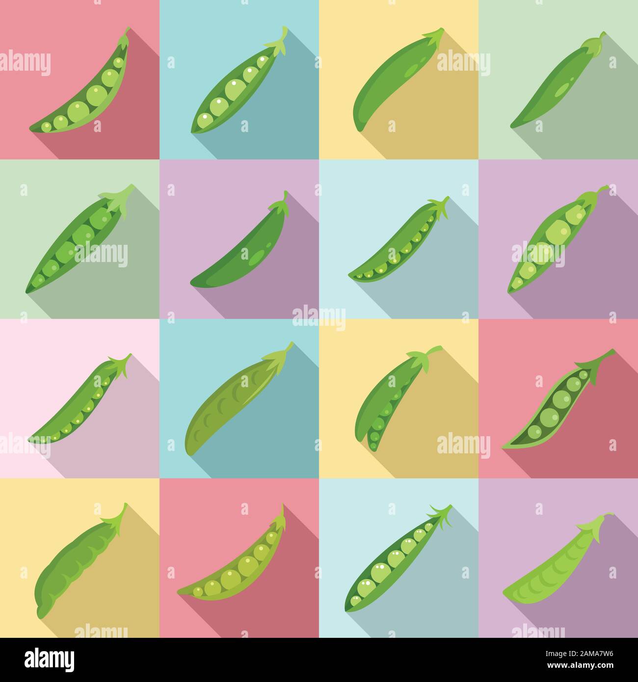Peas icons set. Flat set of peas vector icons for web design Stock ...