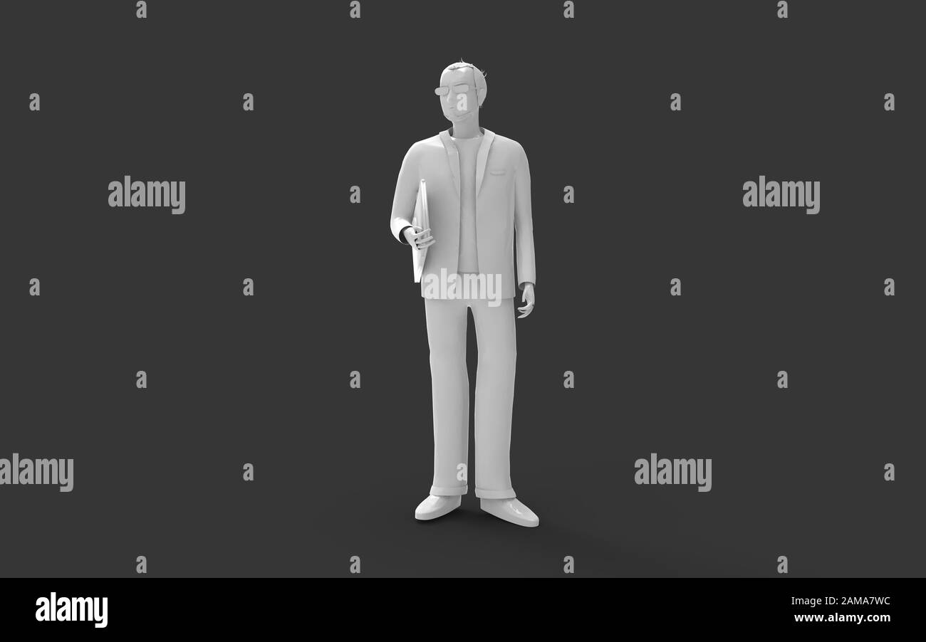 3d rendering of a man holding documents isolated in white background ...