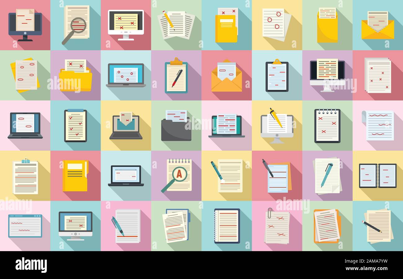 Editor icons set. Flat set of editor vector icons for web design Stock ...