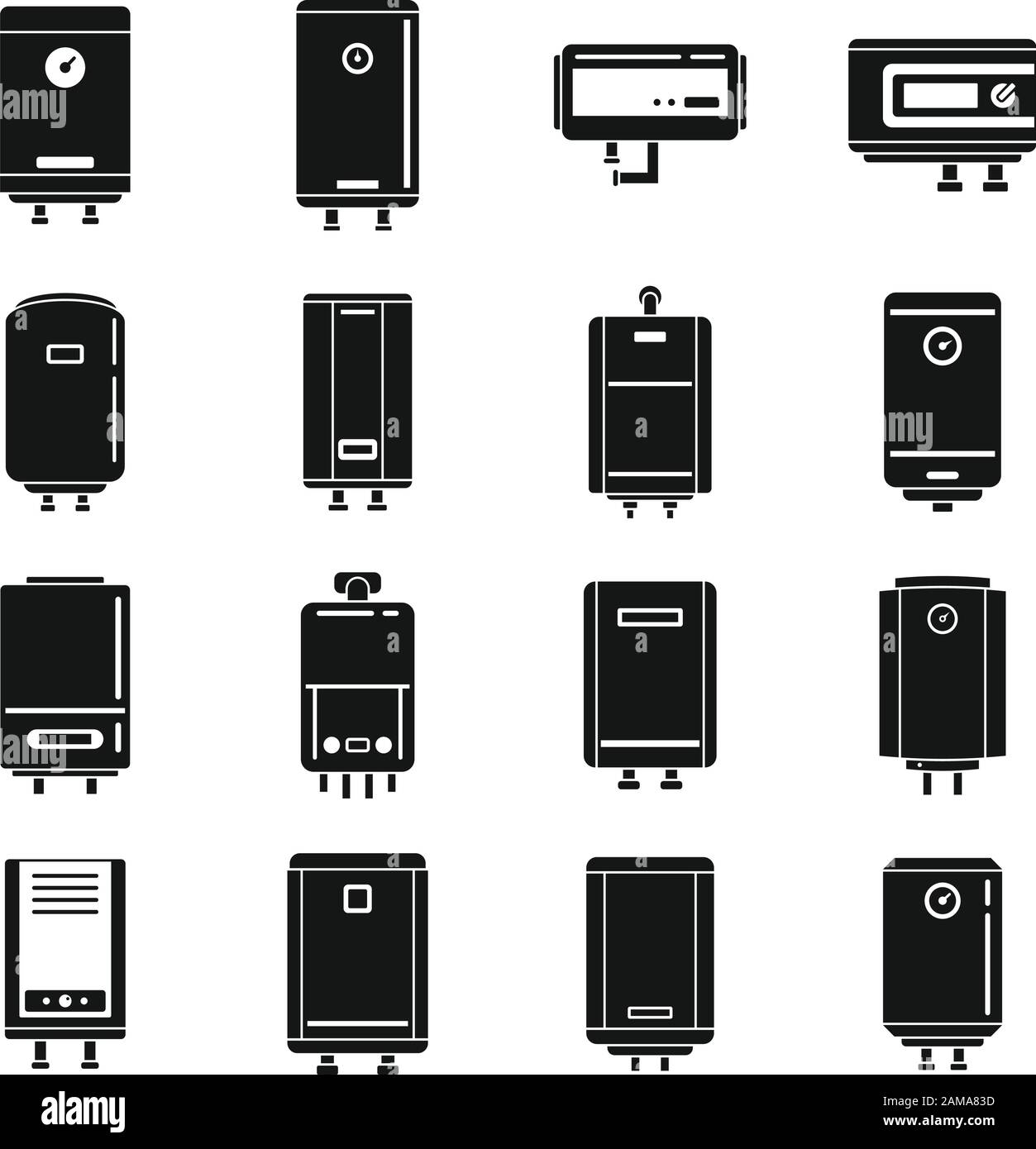 Boiler gas icons set. Simple set of boiler gas vector icons for web ...