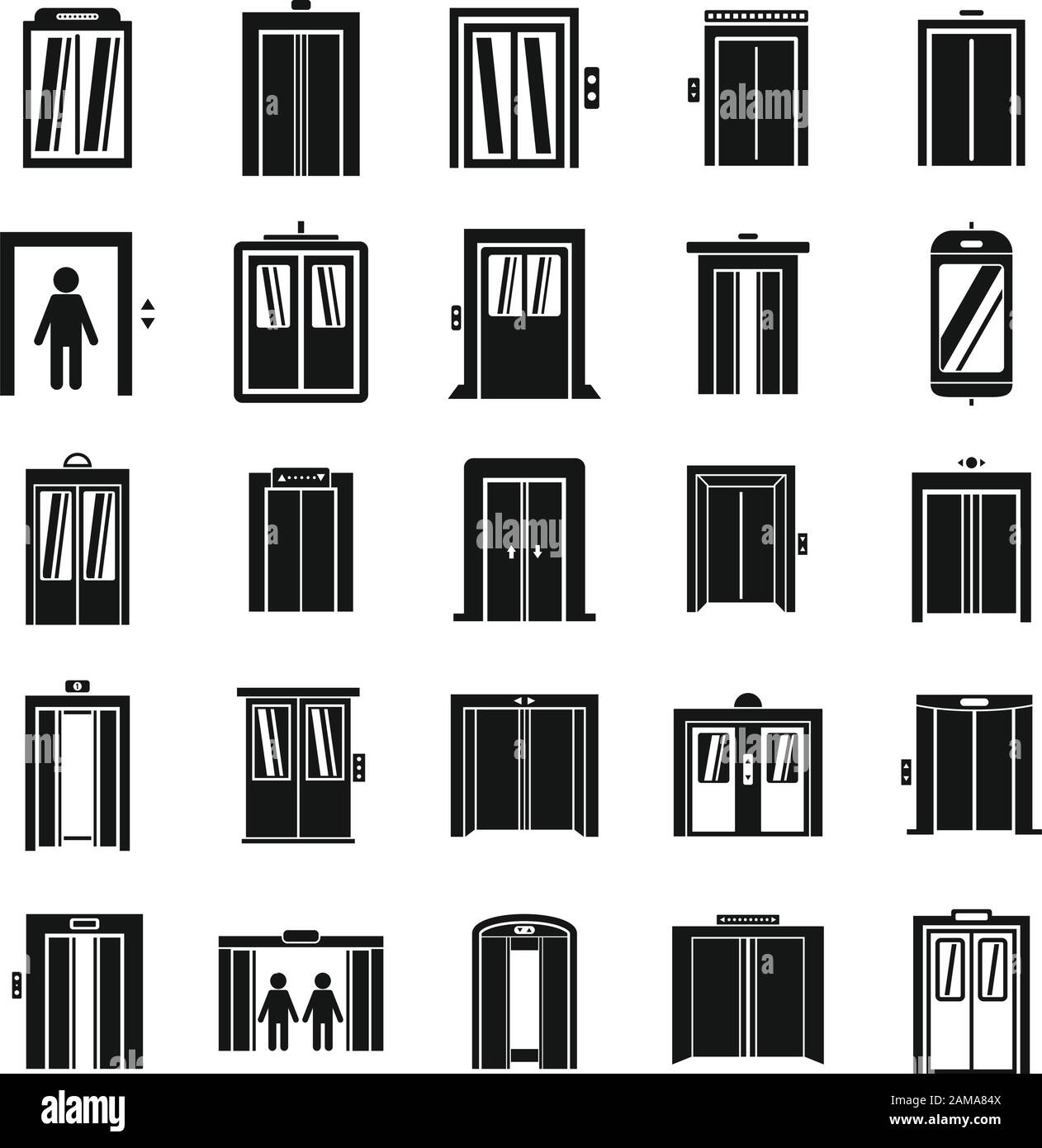 Elevator icons set. Simple set of elevator vector icons for web design ...
