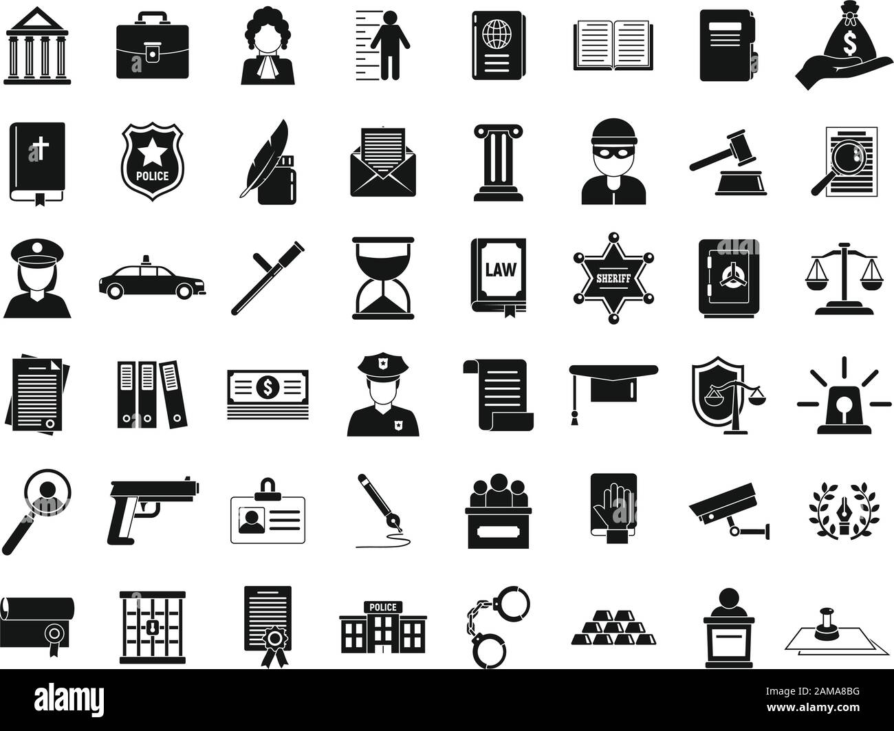 Justice icons set. Simple set of justice vector icons for web design on ...