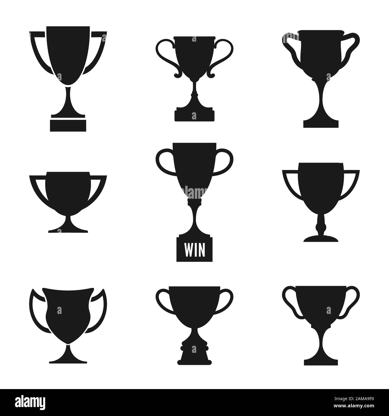 trophy cup icons set. Flat symbols collection. Design elements Stock ...