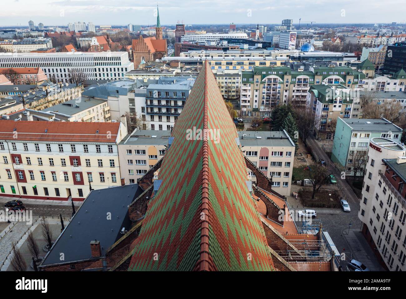 Aerial view from so called Witches Bridge between towers of Saint Mary ...