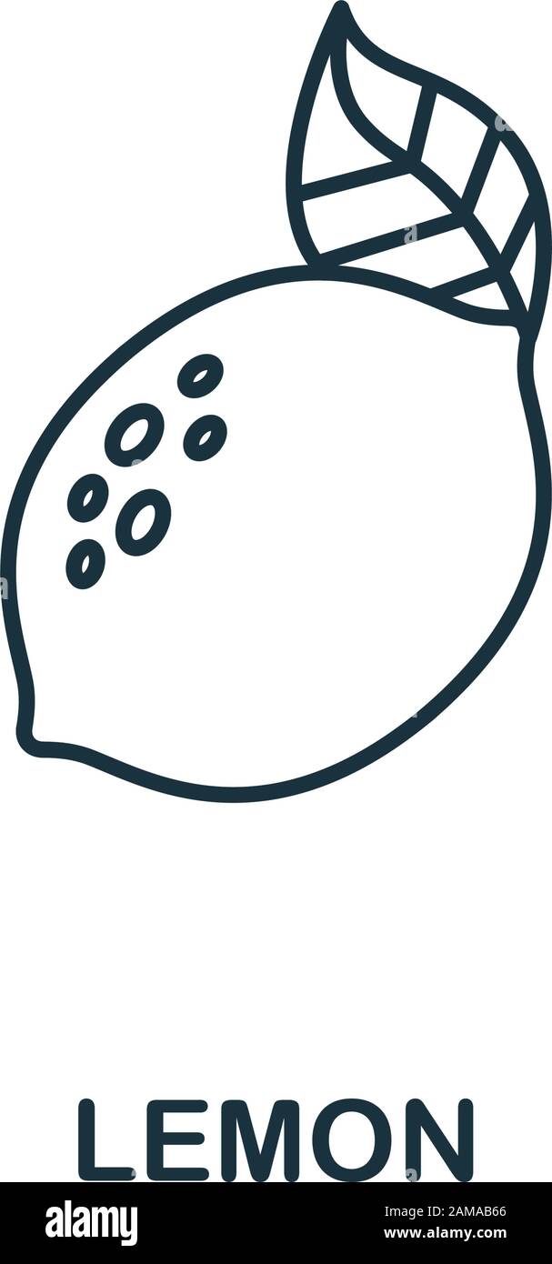 Lemon icon from fruits collection. Simple line element lemon symbol for ...