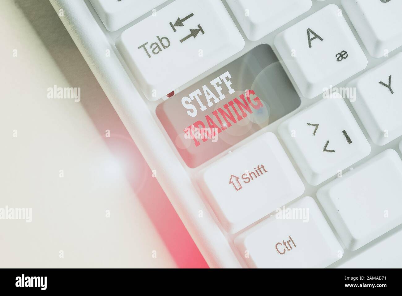 Writing note showing Staff Training. Business concept for program that ...