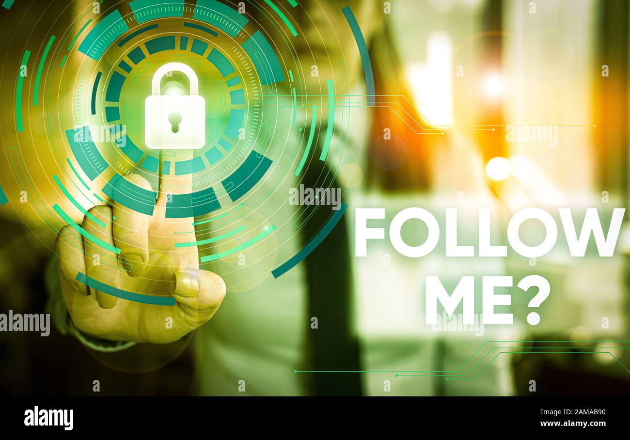 Conceptual hand writing showing Follow Me Question. Concept meaning go ...