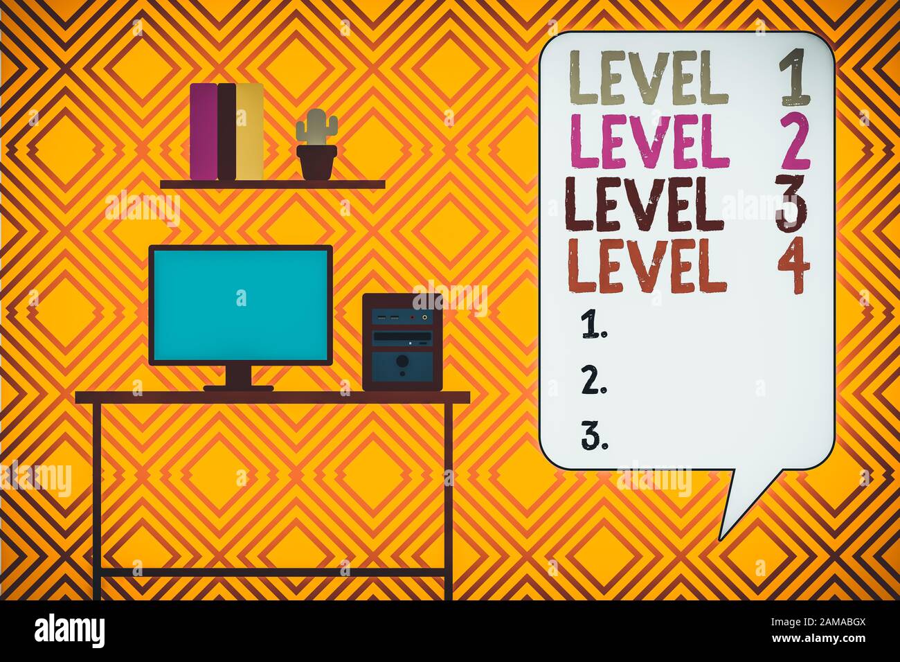 Writing note showing Level 1, 2, 3 and 4. Business concept for Steps ...