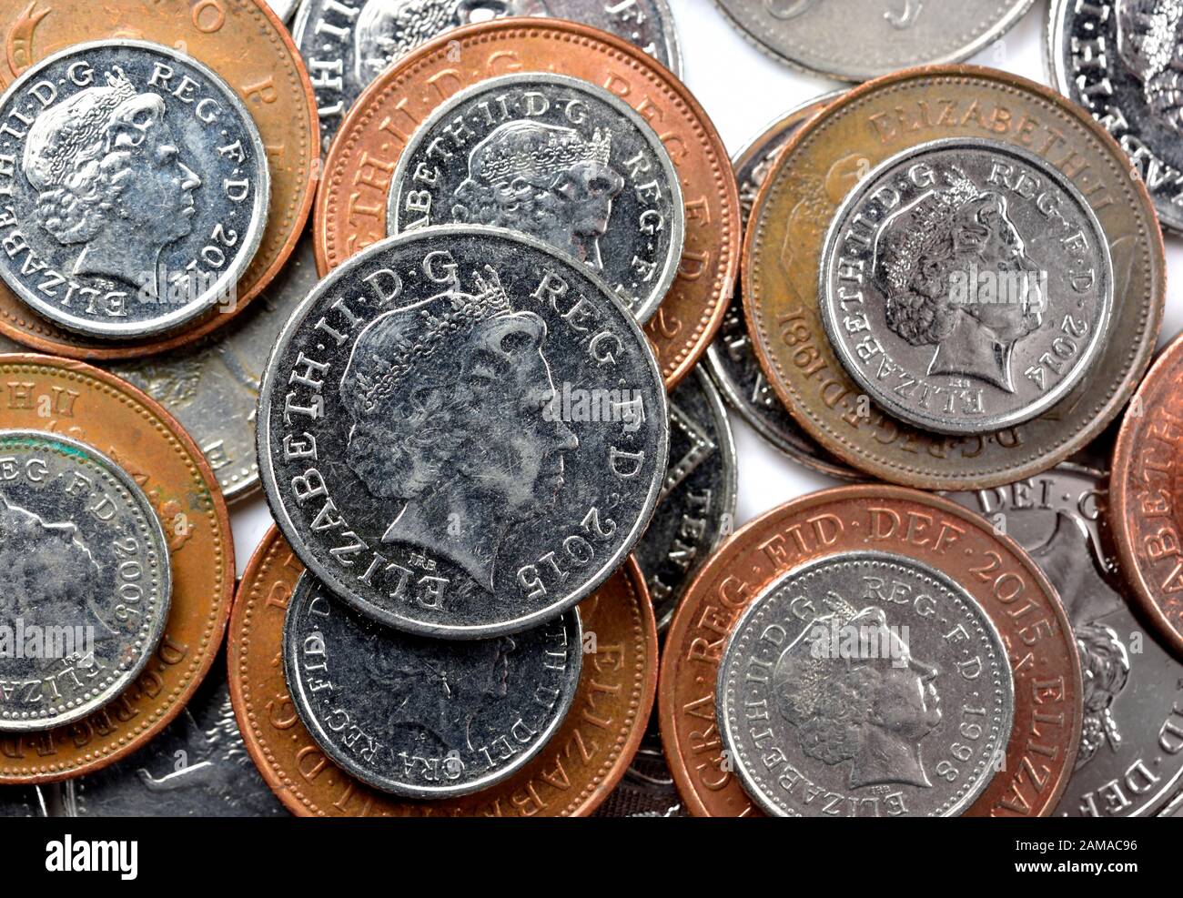 British decimal coins,close up Stock Photo - Alamy