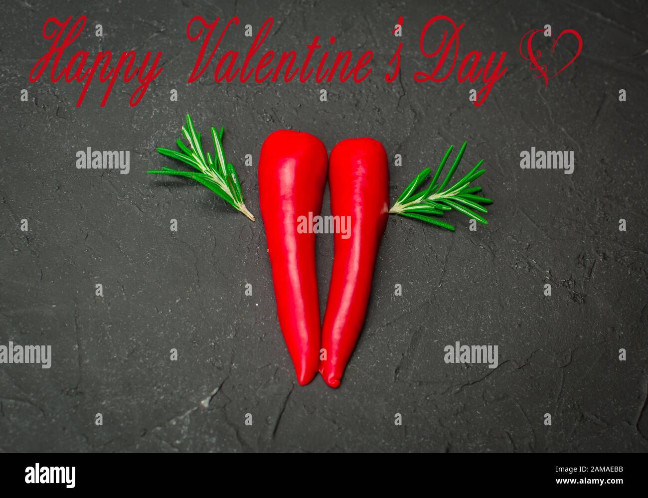 black background with red chilli and text "happy valentine day Stock ...
