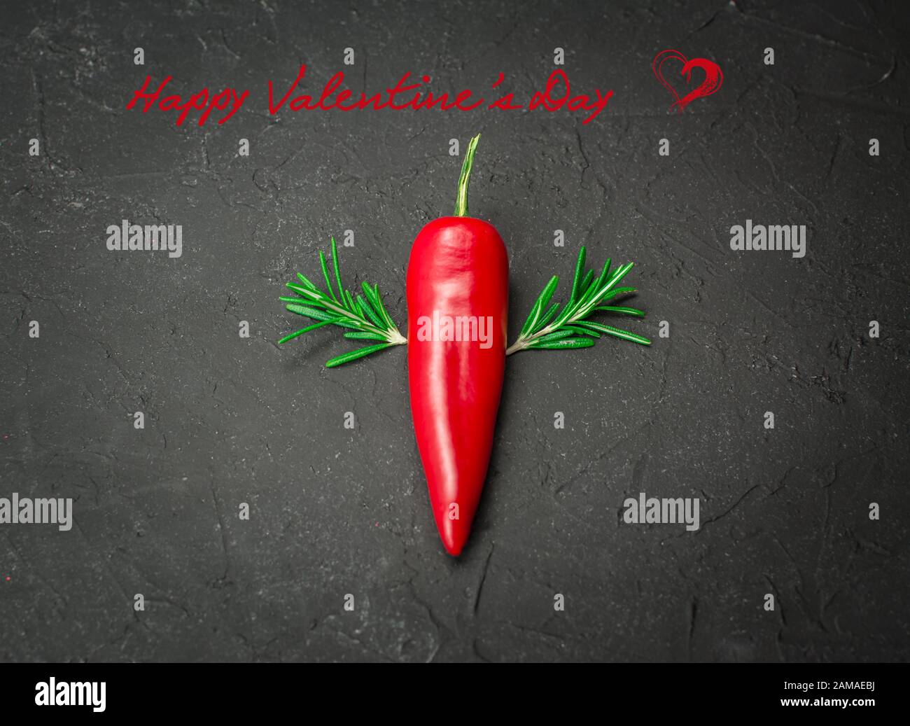 black background with red chilli and text "happy valentine day Stock ...