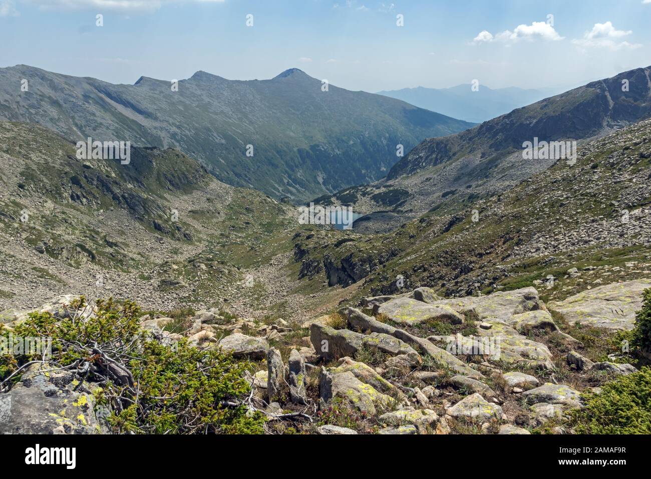Landscape from the trail for climbing of Kamenitsa Peak, Pirin Mountain ...
