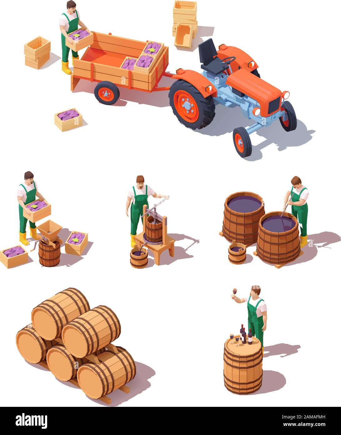 Wine barrel industry Stock Vector Images - Alamy