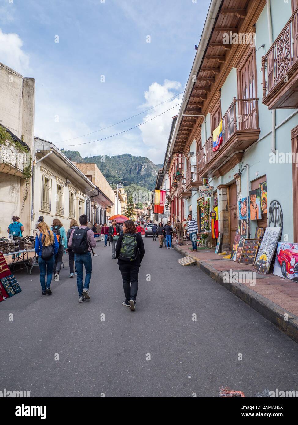 Bogota, Colombia - November 28, 2019: Street of Bogota with colonial ...