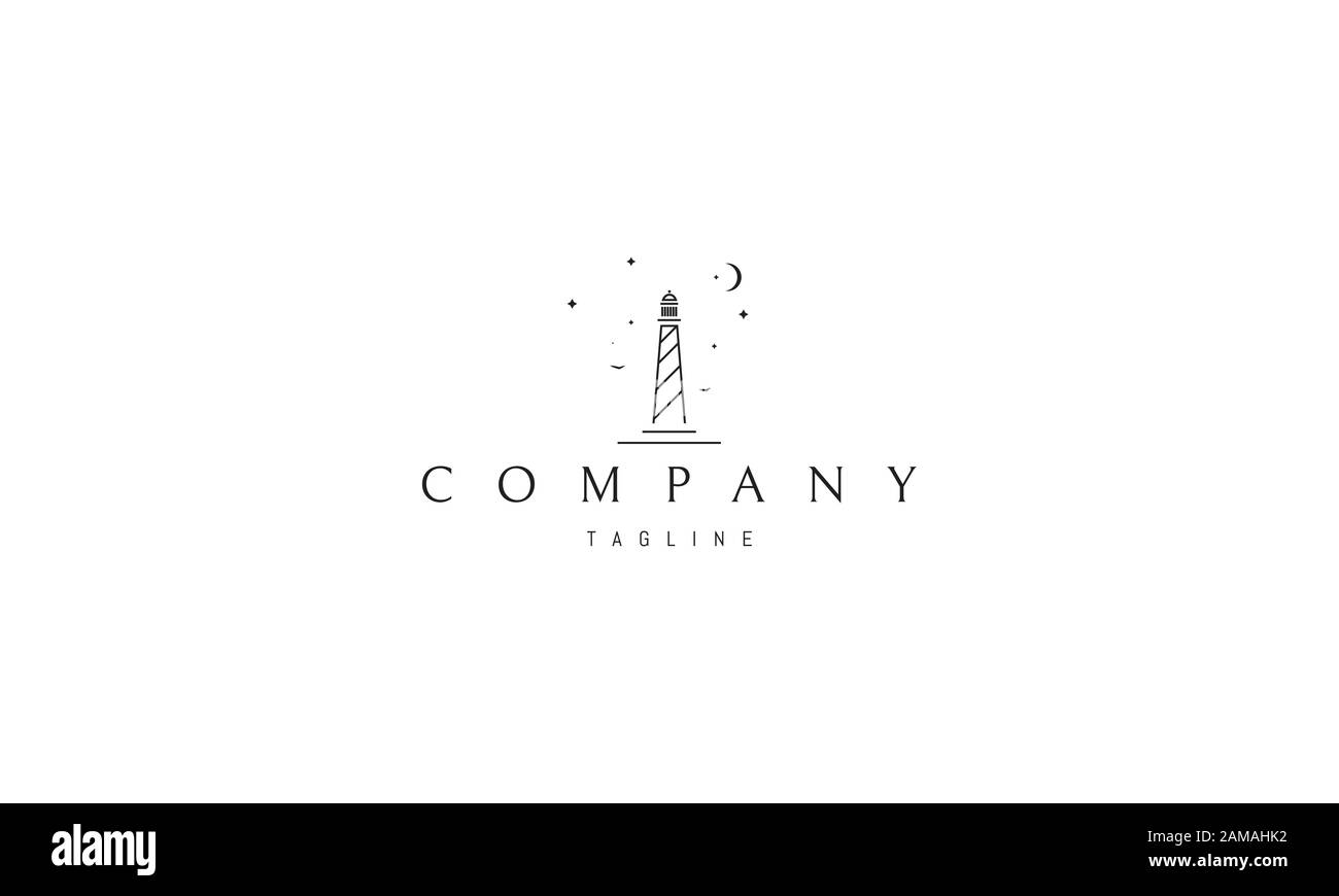 Vector logo on which an abstract image of a lighthouse in a linear ...