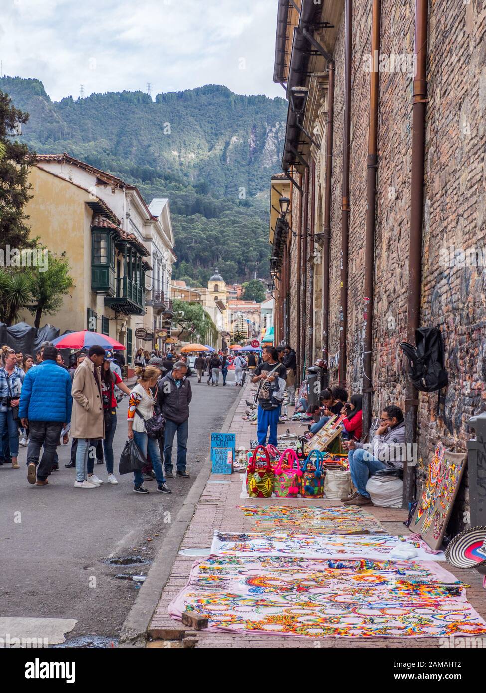 Bogota, Colombia - November 28, 2019: Street of Bogota with colonial ...