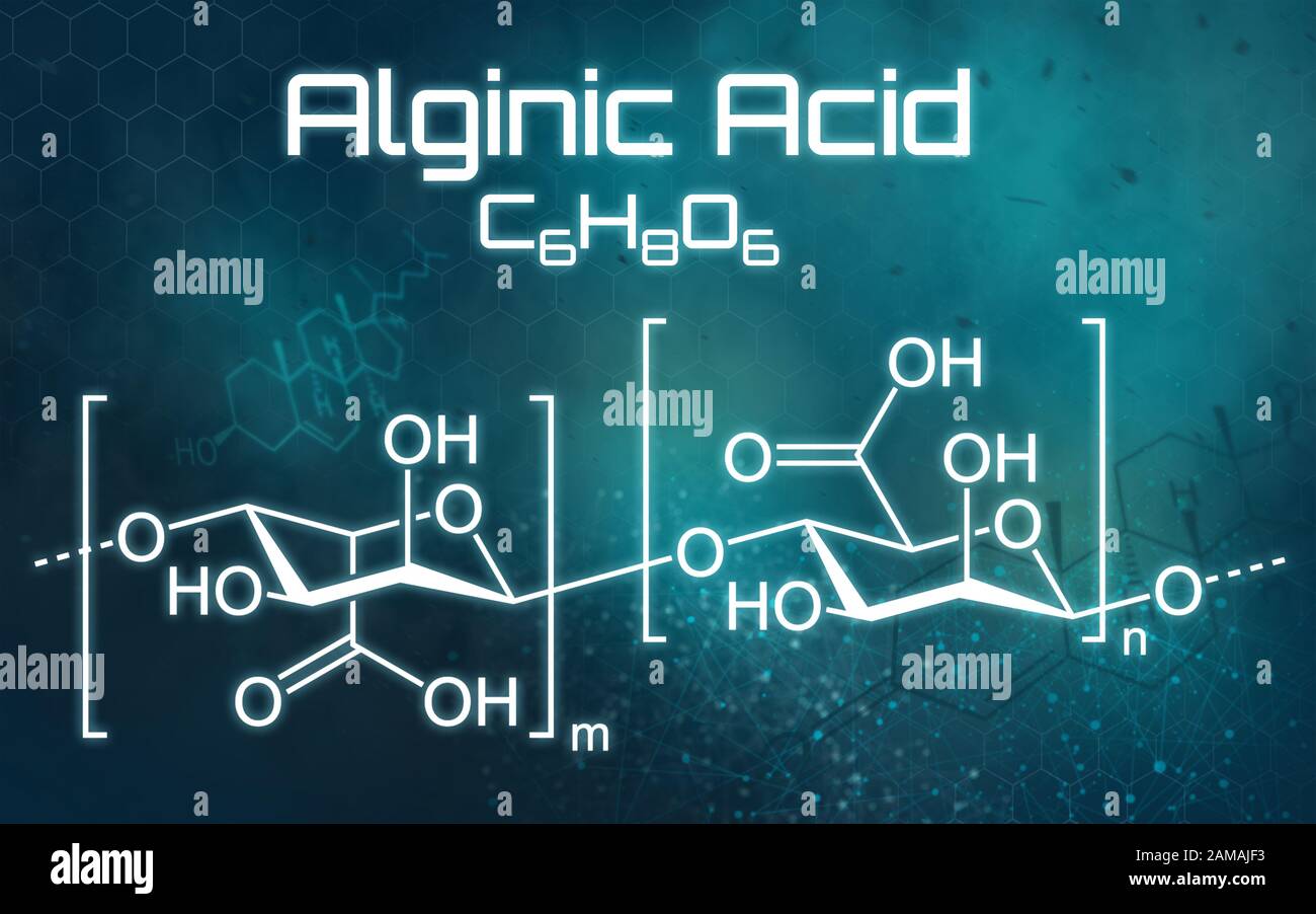 Chemical formula of Alginic acid on a futuristic background Stock Photo ...
