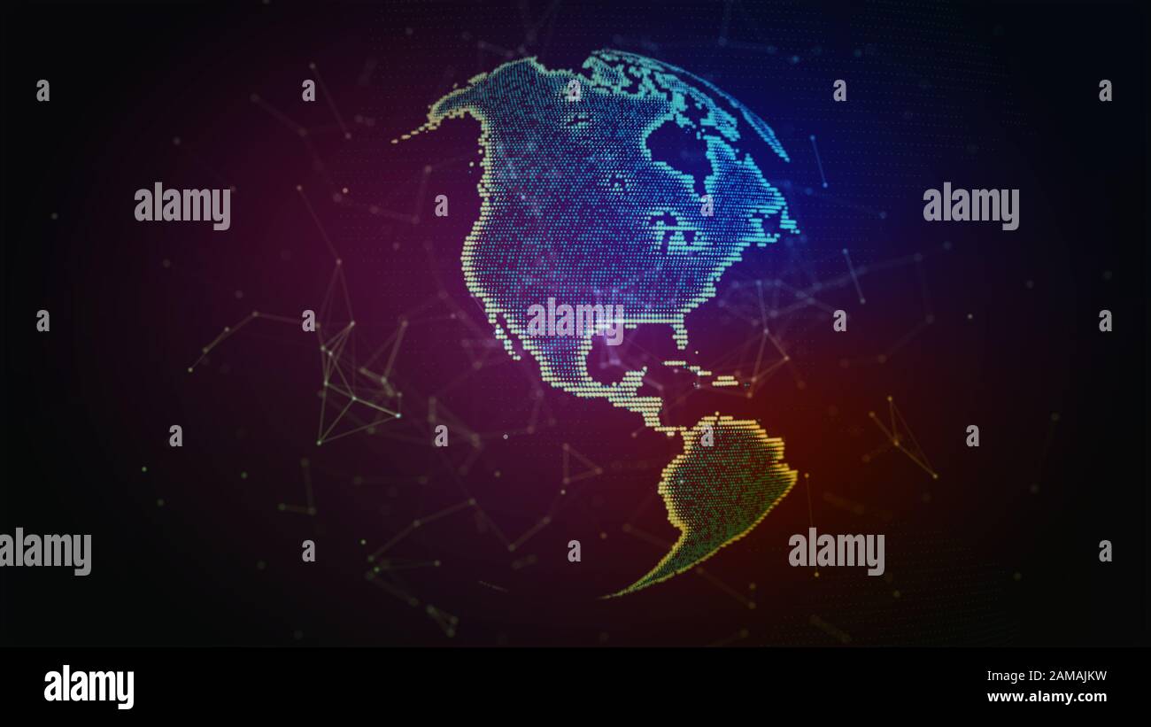 Connection lines Around Earth Globe. Background with Light Effect ...
