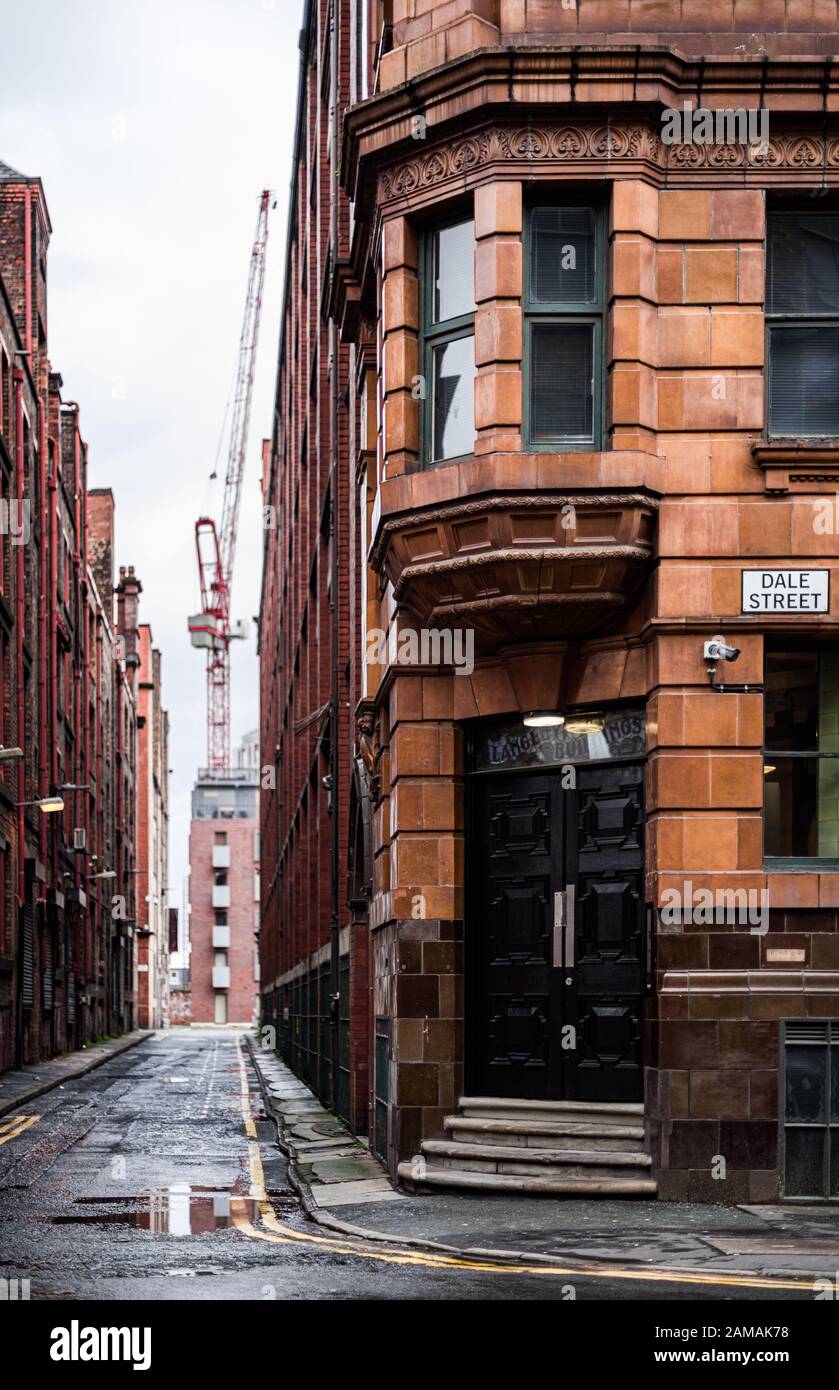 street brick red building in manchester UK city urban Stock Photo - Alamy