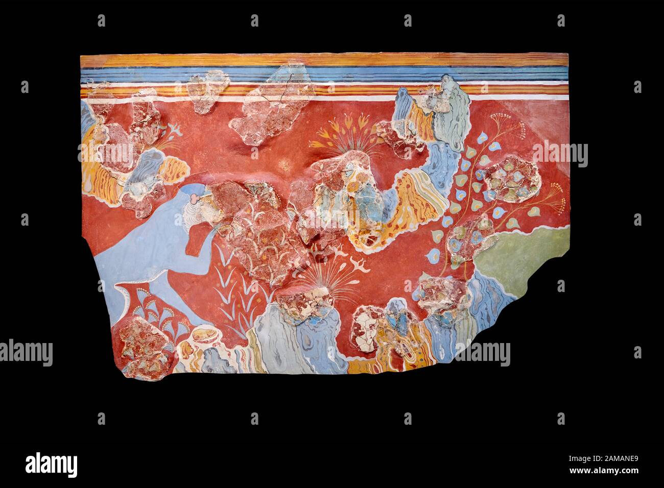 Minoan 'Blue Monkey' wall art fresco from the 'House of Frescoes ...