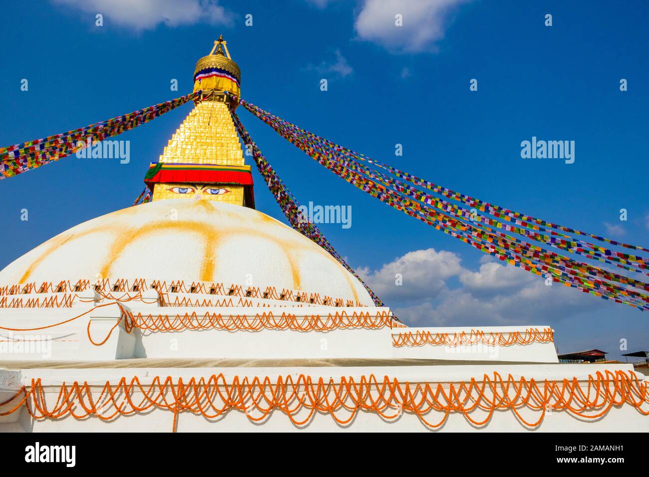 The Buddhist stupa at Bodnath / Boudhanath in Kathmandu, Nepal Stock ...