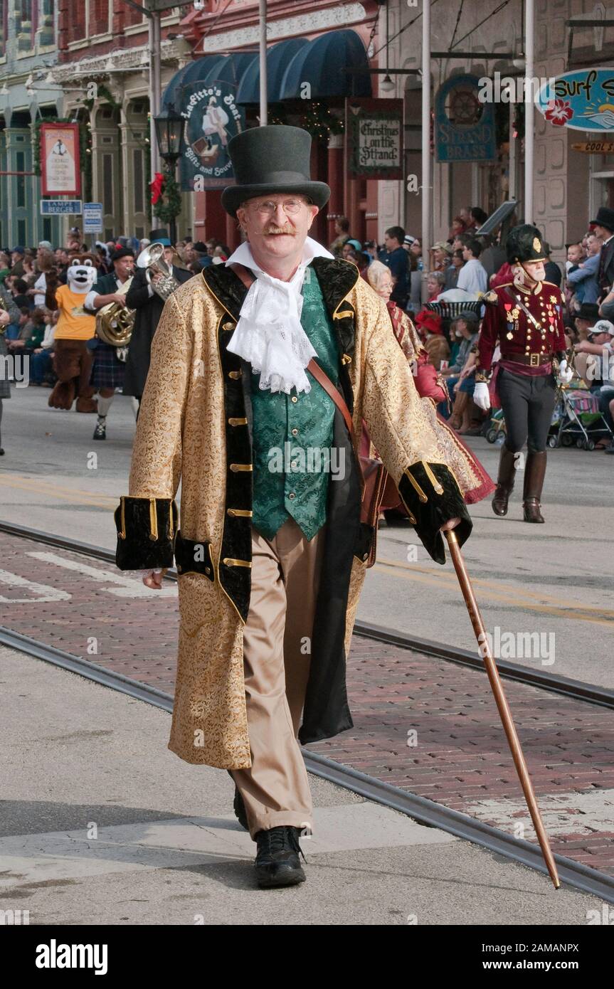 Parade participant in Victorian period costume at Dickens on The Strand ...