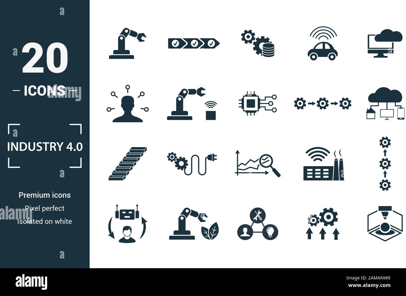 Industry 4.0 icon set. Include creative elements automation, data ...