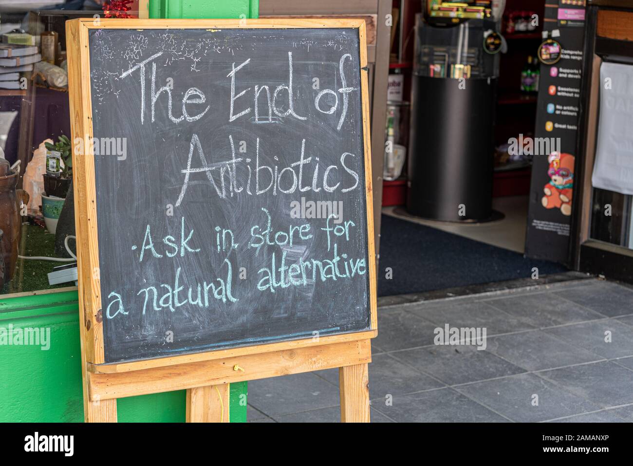 Alternative medicine, end of antibiotics sign, Motueka, New Zealand ...