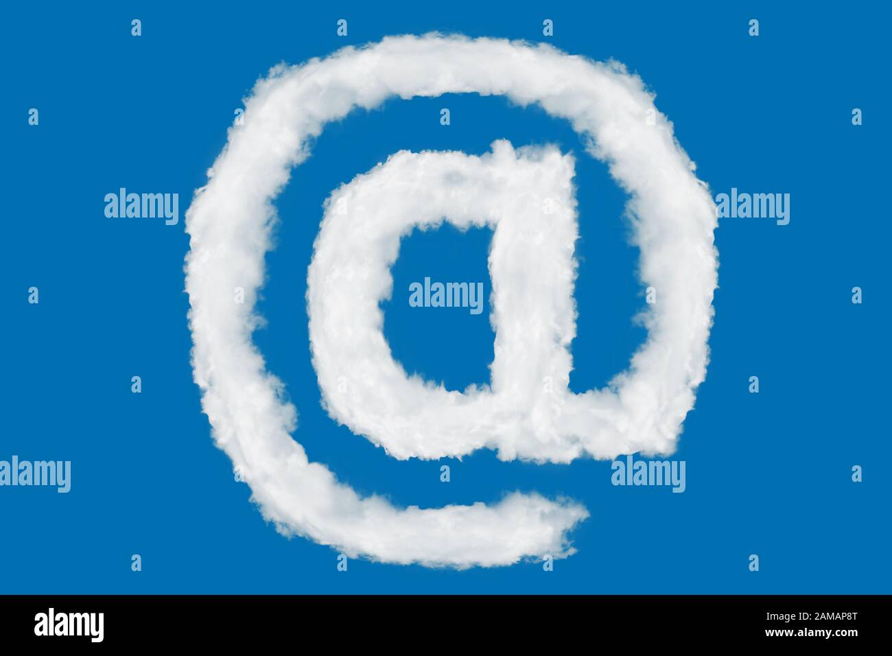 At sign email symbols font shape element made of clouds on blue ...