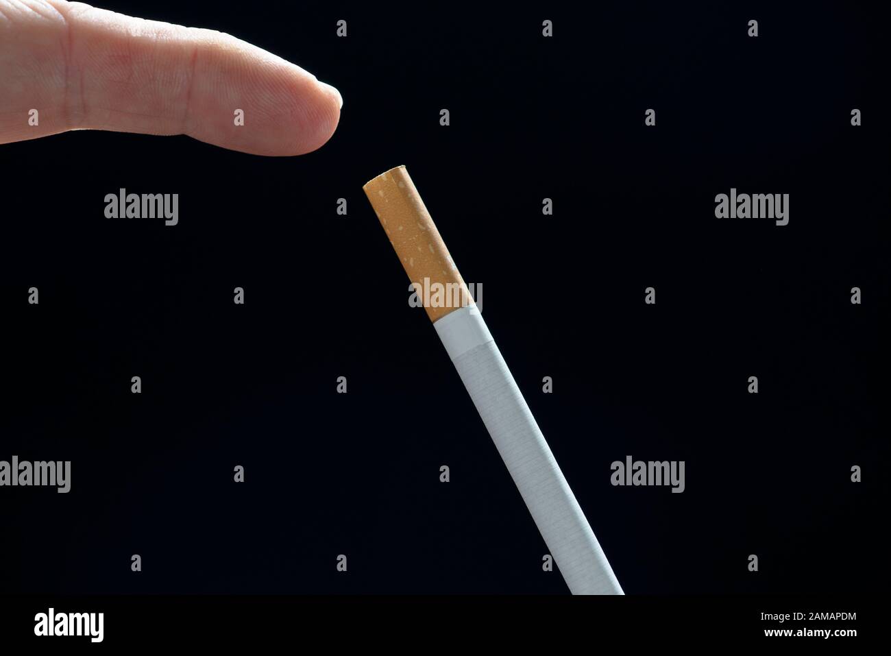 finger pointing at cigarette Stock Photo - Alamy