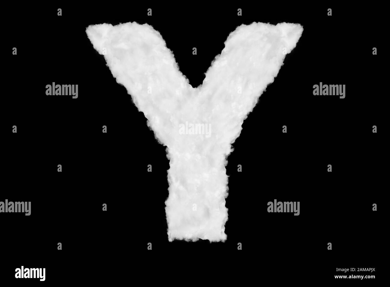 Letter Y font shape element made of clouds on black background ready ...