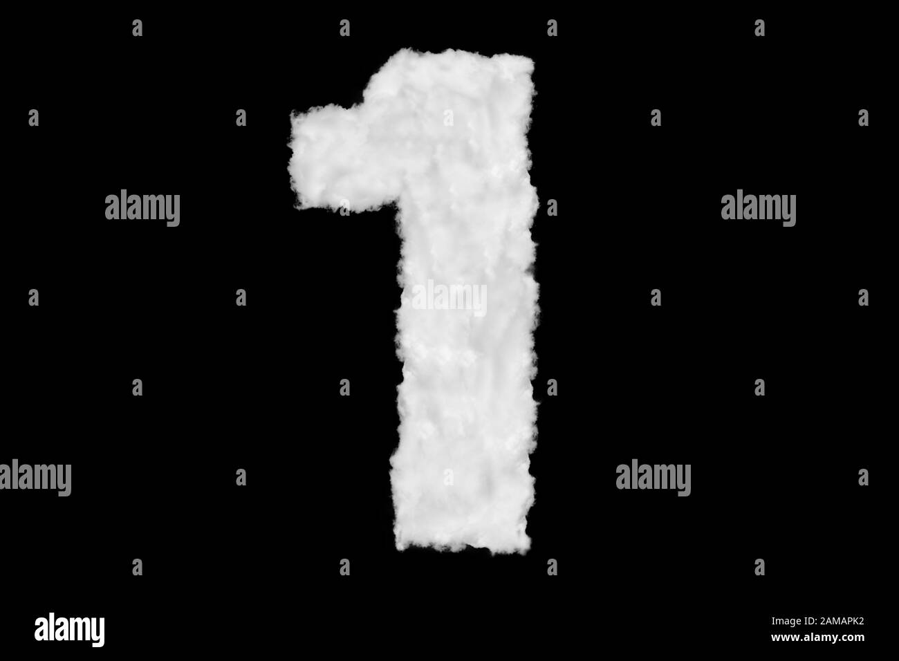Number 1 font shape element made of clouds on black background ready ...