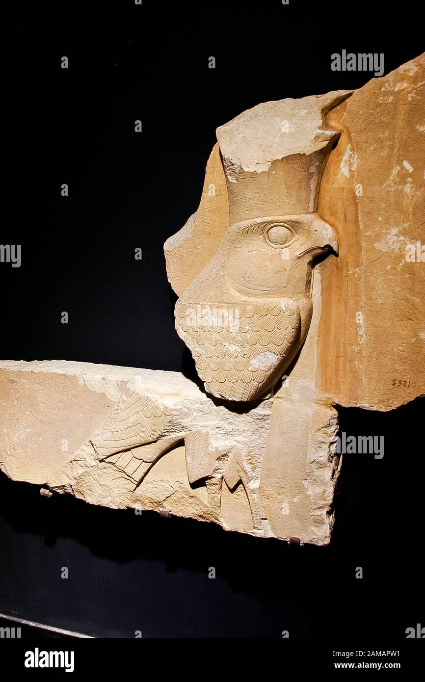 Egypt, Alexandria, National Museum, wall relief of king Senusret I ...