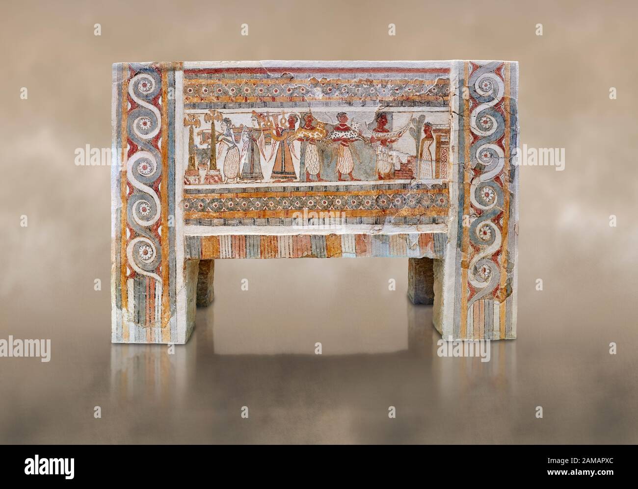 The painted Minoan Hagia Triada Sarcophagus 1370-1300 BC. Heraklion ...