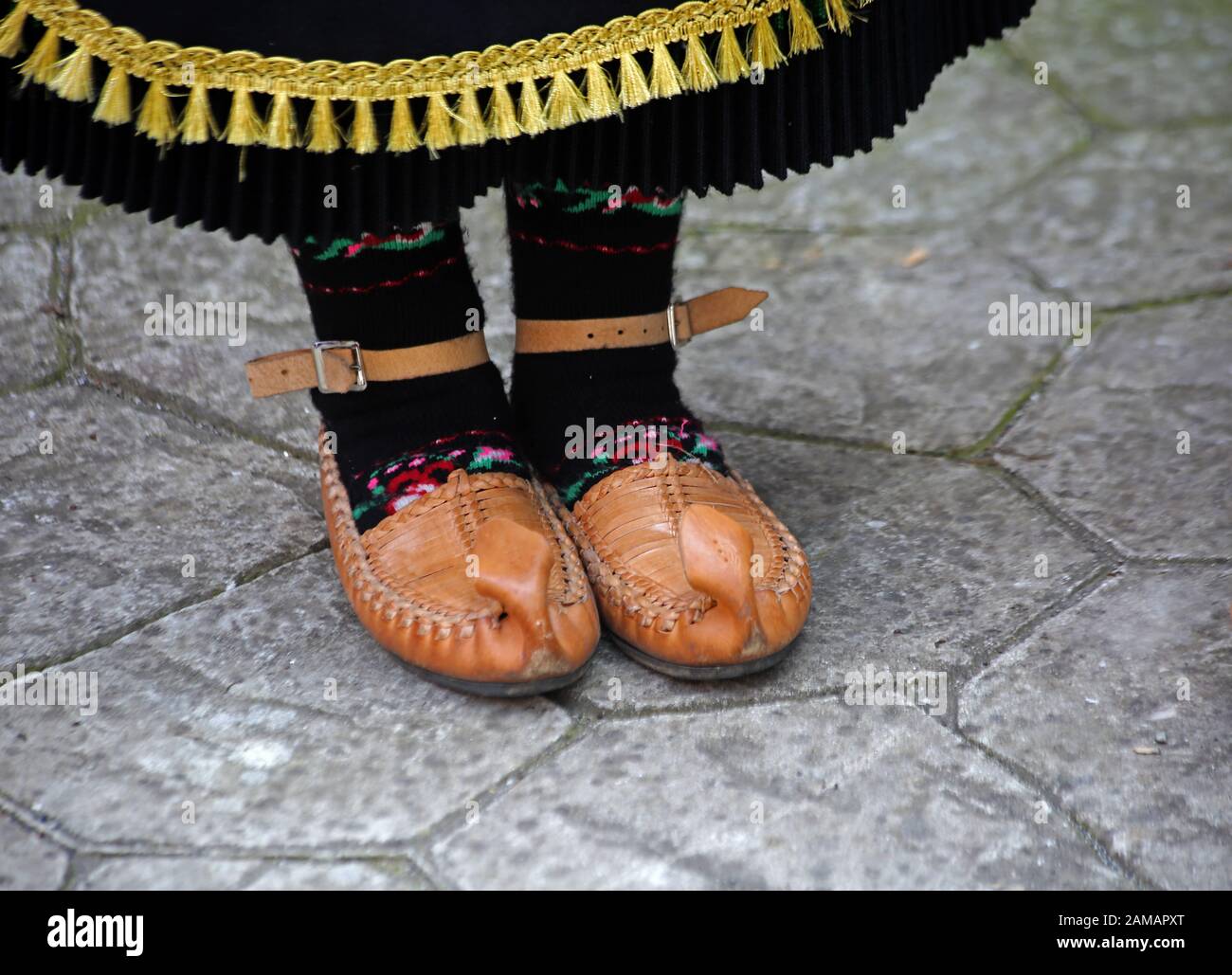 Dancersfeet in a traditional Romanian dance wearing traditional ...