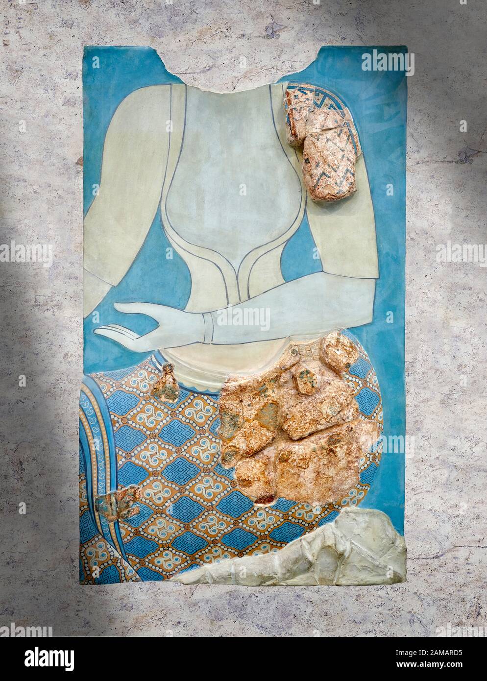 Minoan wall art fresco depicting a female figure, Neopalatial Period, C ...