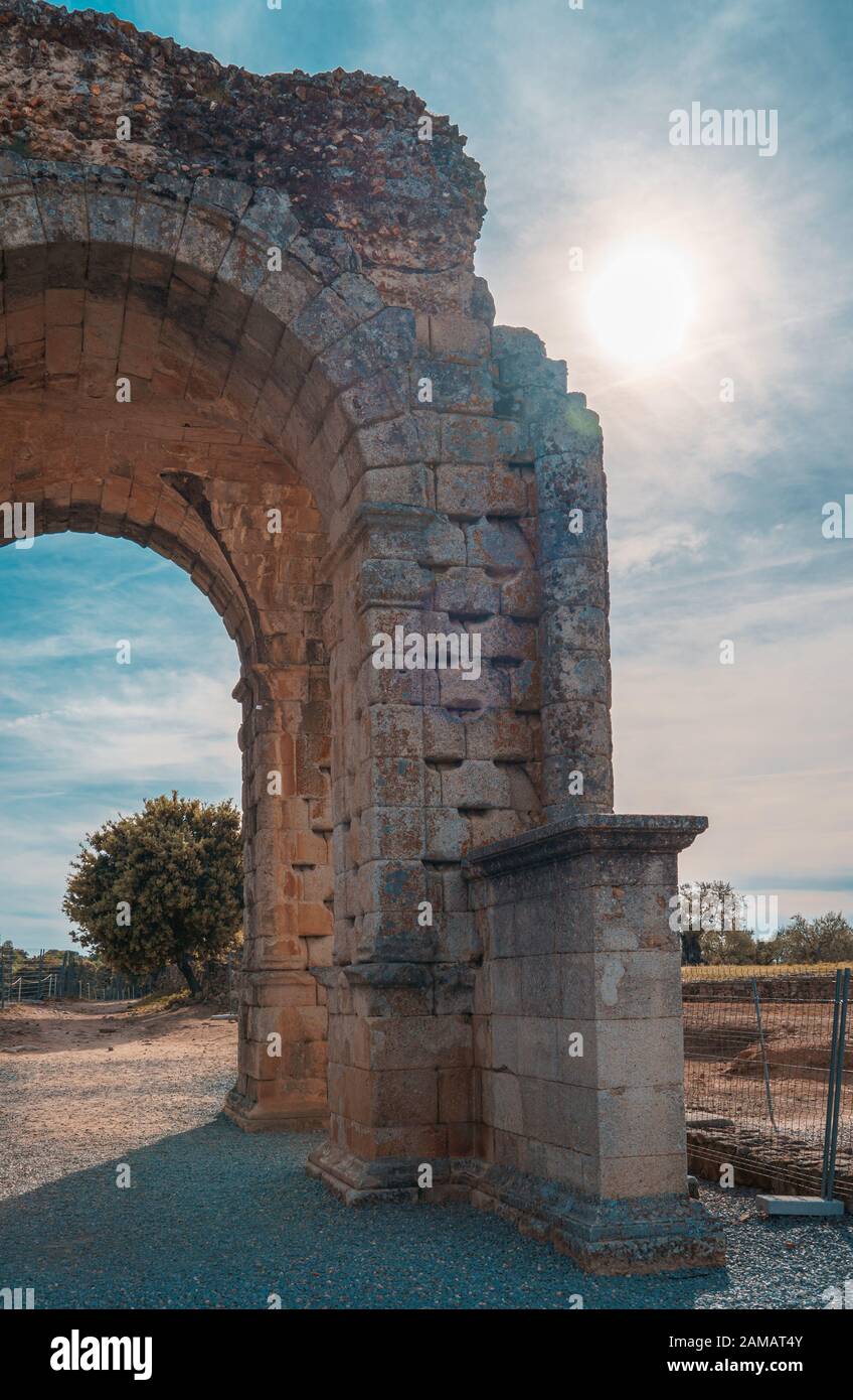 Arch of Caparra, ancient roman city of Caparra in Extremadura, Spain ...