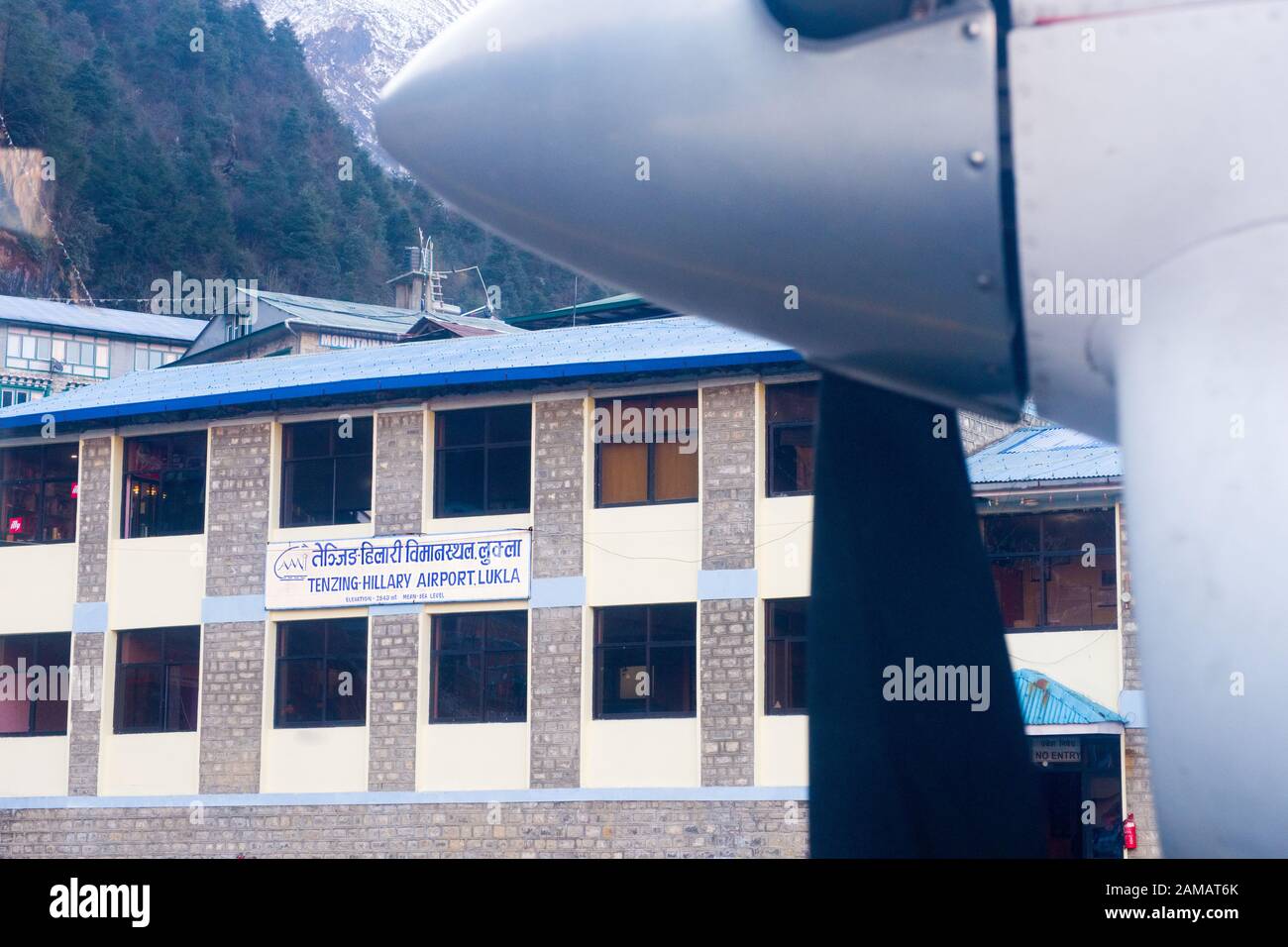 Tenzing-Hillary airport at Lukla in the Khumbu region of Nepal Stock ...