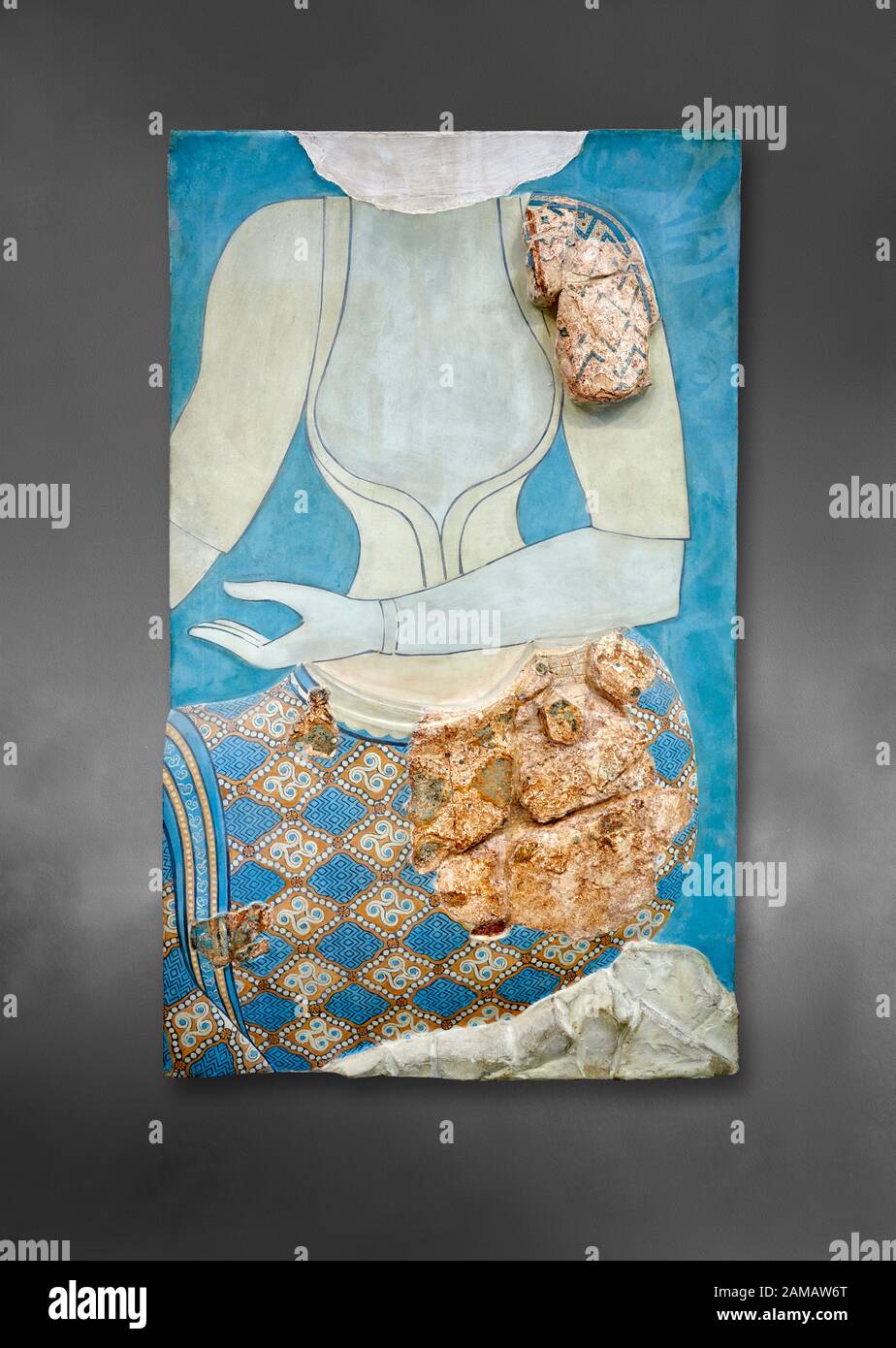 Minoan wall art fresco depicting a female figure, Neopalatial Period, C ...