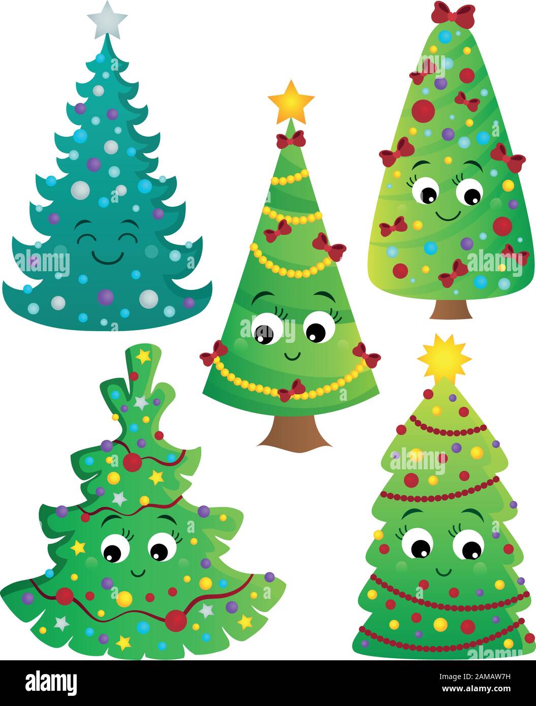 Stylized Christmas trees collection 2 - eps10 vector illustration Stock ...