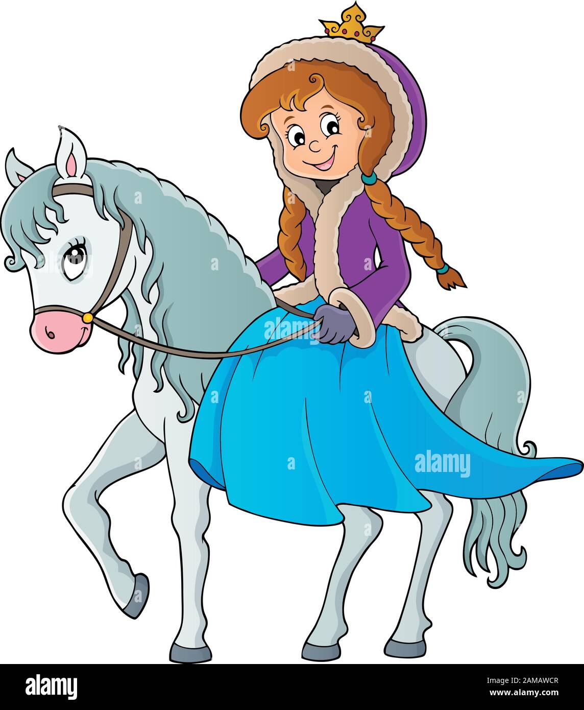 Winter princess riding horse 1 - eps10 vector illustration Stock Vector ...