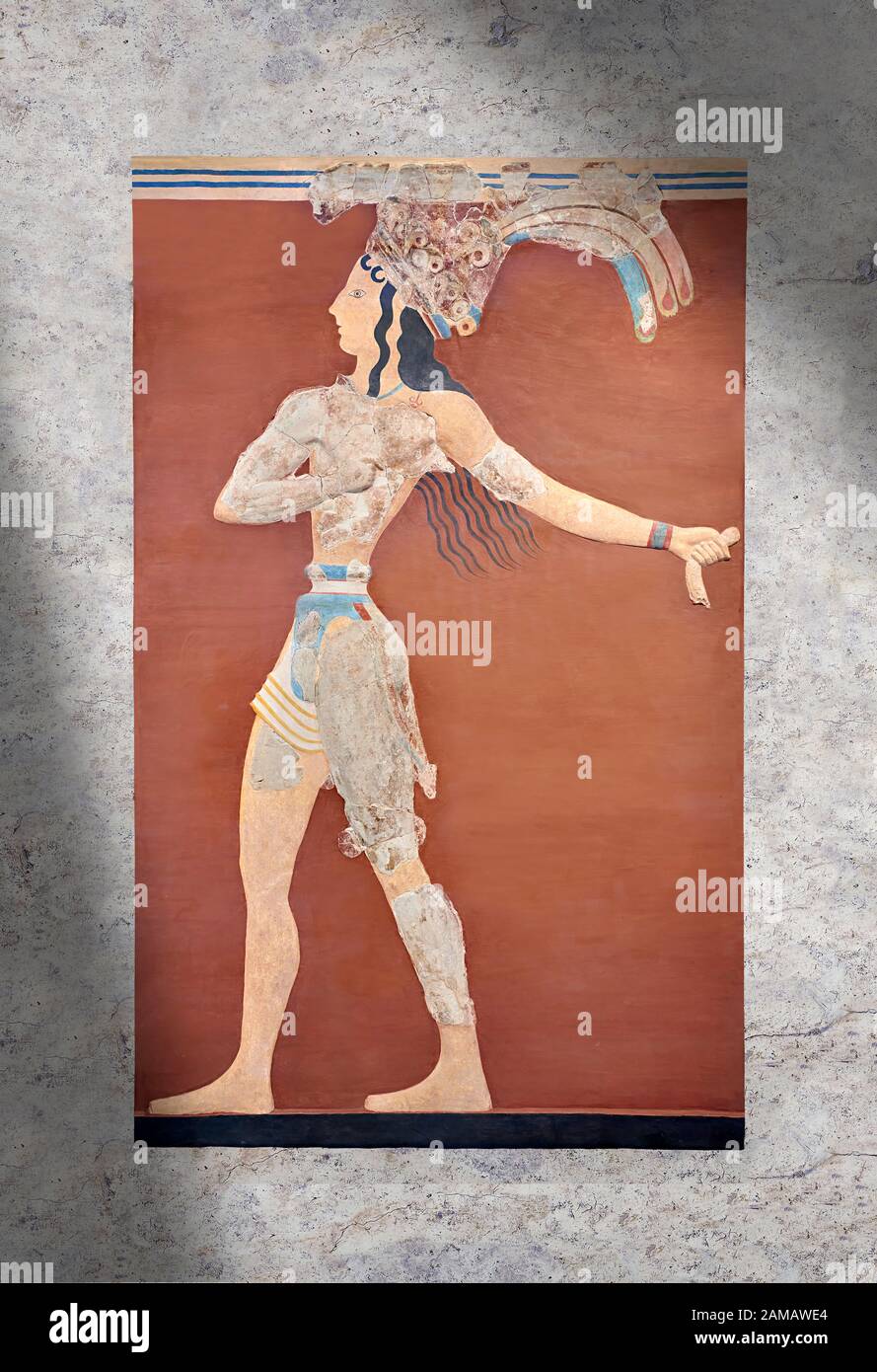 Minoan 'Prince of the Lilies' wall art freco, Knossos Palace, 1600-1450 ...